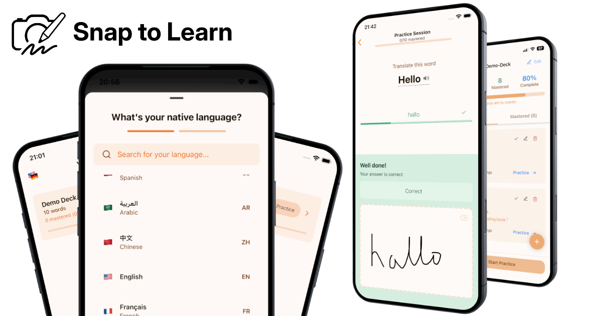 Snap to Learn - Turn textbook pages into vocabulary practice